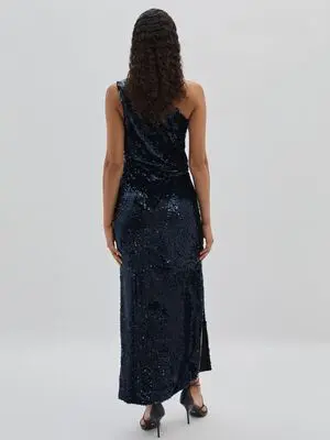ILTA Sequinned One-shoulder Maxi Dress