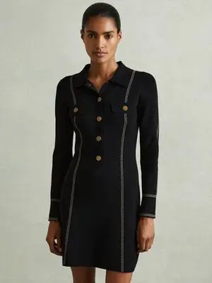 REISS Edena Knitted Mini Dress