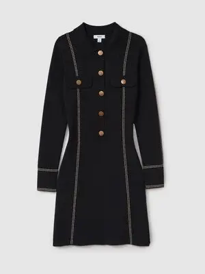 REISS Edena Knitted Mini Dress