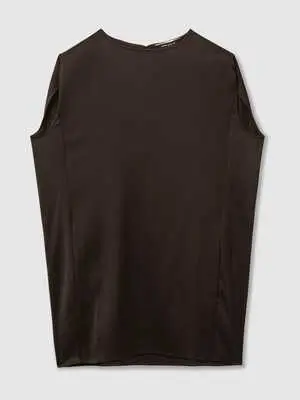REISS Camille Atelier Satin Tunic Top With Wool