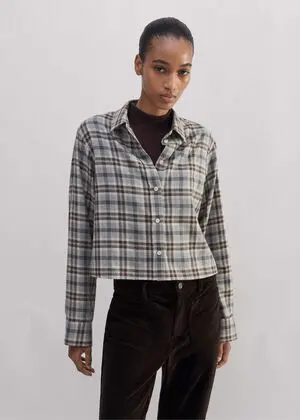 ME+EM Check Cotton Merino Crop Shirt