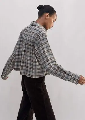 ME+EM Check Cotton Merino Crop Shirt
