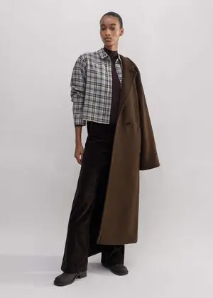 ME+EM Check Cotton Merino Crop Shirt