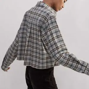 ME+EM Check Cotton Merino Crop Shirt
