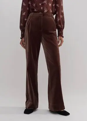 ME+EM Velvet Kick Flare Trousers - Tea Rose