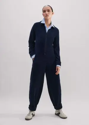 ME+EM Fluid Cord Velour Jumpsuit With Belt