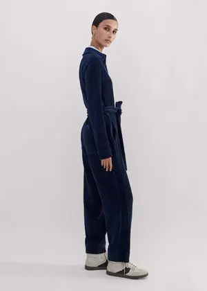 ME+EM Fluid Cord Velour Jumpsuit With Belt