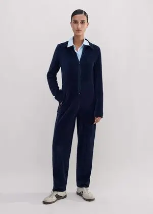ME+EM Fluid Cord Velour Jumpsuit With Belt