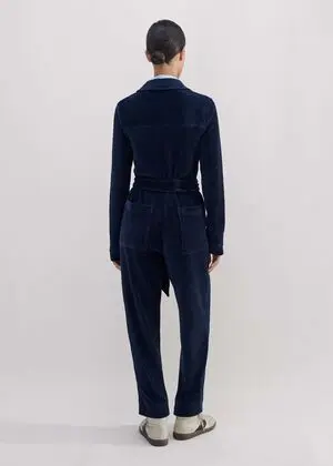 ME+EM Fluid Cord Velour Jumpsuit With Belt