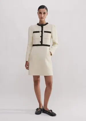 ME+EM Fringe Tweed Fit And Flare Mini Dress - Ivory