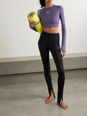 Adidas By Stella McCartney Cropped Logo-print Performance Top - Purple