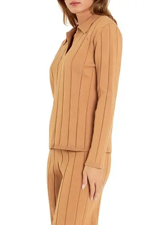 English Factory Long Sleeve Rib Knit Top