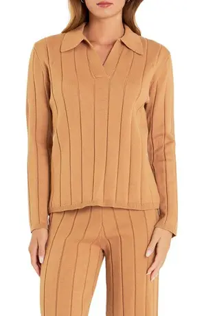 English Factory Long Sleeve Rib Knit Top