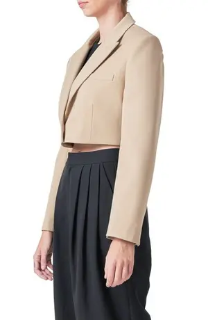 GREY LAB Cropped Blazer - Beige
