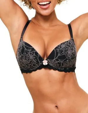 ADORE ME Shea Push Up Plunge Bra Novelty Black
