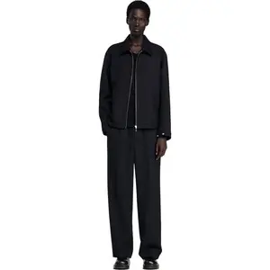 Sandro Zip-up Jacket With Pockets - Black