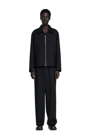 Sandro Zip-up Jacket With Pockets - Black
