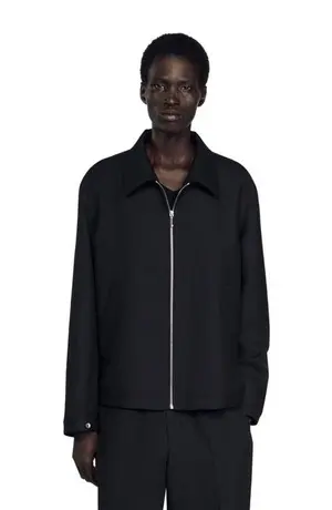 Sandro Zip-up Jacket With Pockets - Black