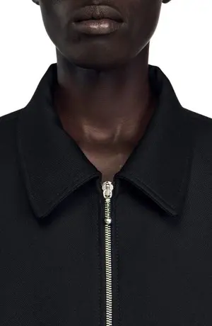 Sandro Zip-up Jacket With Pockets - Black