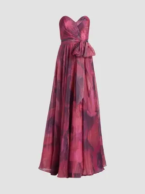 Rene Ruiz Collection Organza Strapless A-line Gown - Red Black