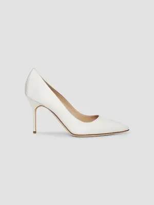 Manolo Blahnik Bb 90mm Satin Pumps - Cream