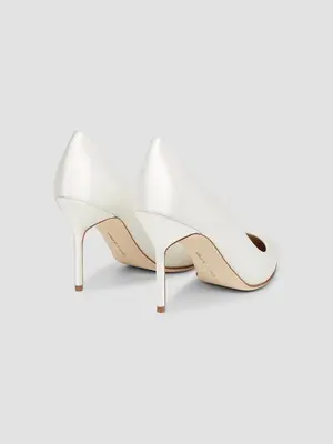 Manolo Blahnik Bb 90mm Satin Pumps - Cream