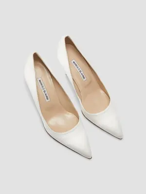 Manolo Blahnik Bb 90mm Satin Pumps - Cream