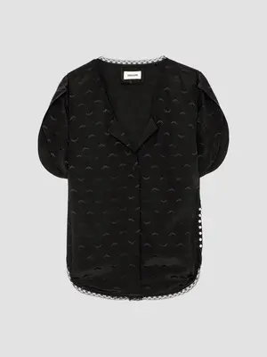 Zadig&Voltaire Tiffiny Jac Wings Silk Short-sleeve Blouse - Noir