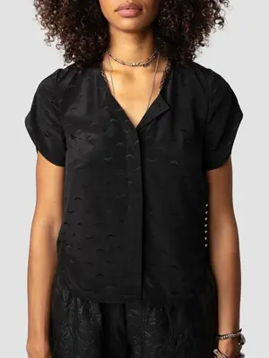Zadig&Voltaire Tiffiny Jac Wings Silk Short-sleeve Blouse