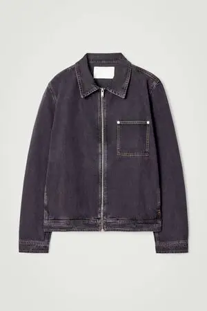 Cos Boxy Denim Zip-Up Jacket - Purple | Editorialist