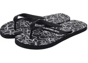 A BATHING APE Abc Neon Camo Beach Sandals - Black