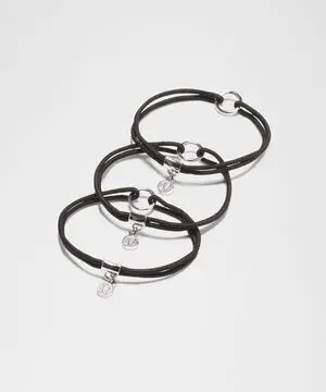 Lululemon Logo Charm Hair Ties - Black/silver