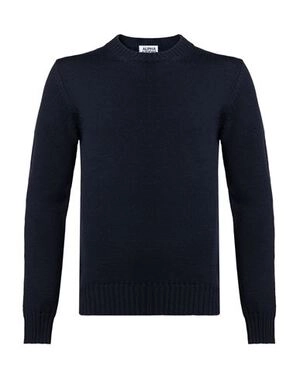 Alpha Studio Merino Wool Crewneck Sweater - Blue