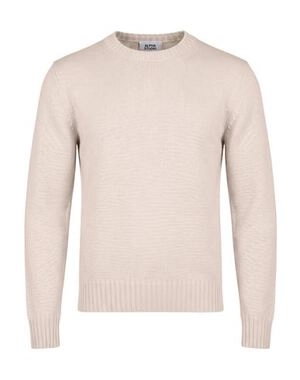 Alpha Studio Merino Wool Crew Neck Sweater - White