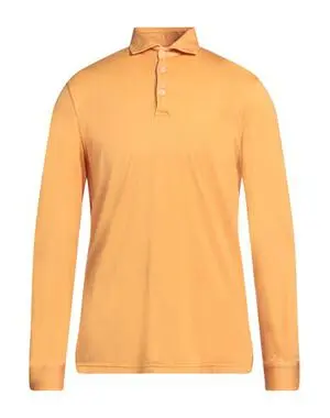 Fedeli Man Polo Shirt Orange Size 40 Organic Cotton Mandarin