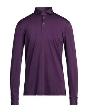 Fedeli Man Polo Shirt Orange Size 40 Organic Cotton Purple