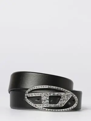 DIESEL® B-1dr Leather Belt With Rhinestones - Black