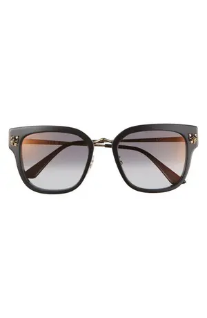 CARTIER 55mm Round Sunglasses - Black