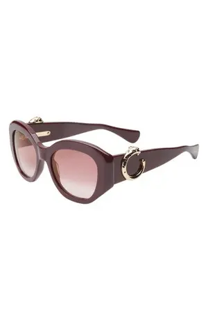 CARTIER 53mm Butterfly Sunglasses - Burgundy