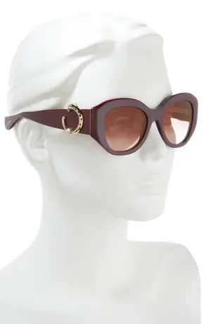 CARTIER 53mm Butterfly Sunglasses - Burgundy
