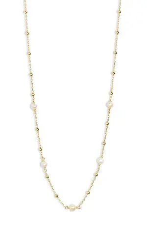 Argento Vivo Freshwater Pearl Ball Chain Necklace - Gold