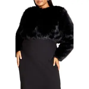 City Chic Angelica Faux Fur Crop Jacket