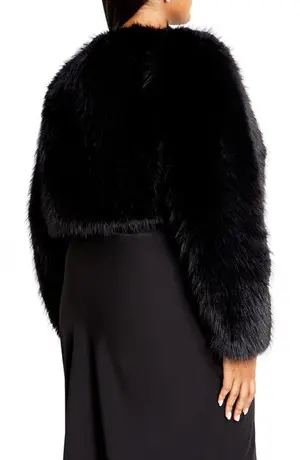 City Chic Angelica Faux Fur Crop Jacket