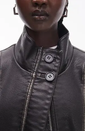 Topshop Oversized Faux Leather Bomber Jacket
