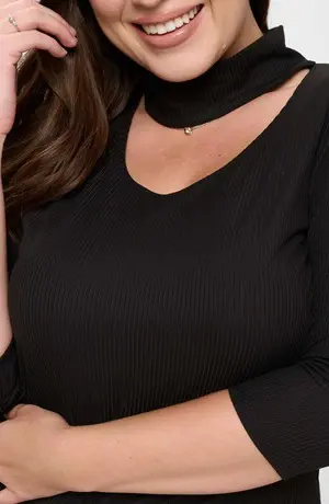 L I V D Nicole Cutout Turtleneck Rib Maxi Dress