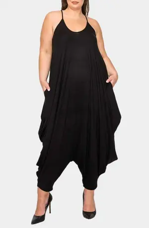 L I V D Quinn Pocket Balloon Leg Jumpsuit - Black