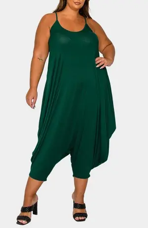 L I V D Quinn Pocket Balloon Leg Jumpsuit - Green Hunter