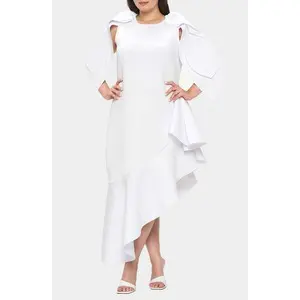 L I V D Kaskade Asymmetric Ruffle Dress - White