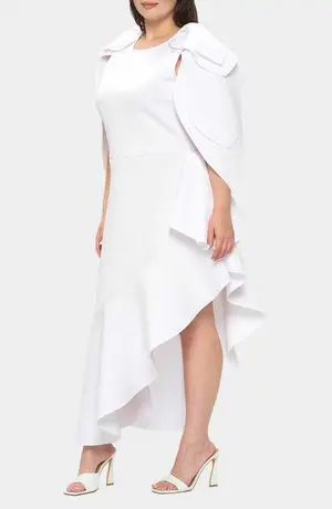 L I V D Kaskade Asymmetric Ruffle Dress - White