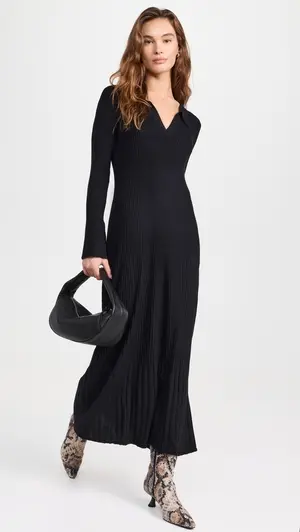 O.P.T Nicole Ribbed Knit Dress - Black